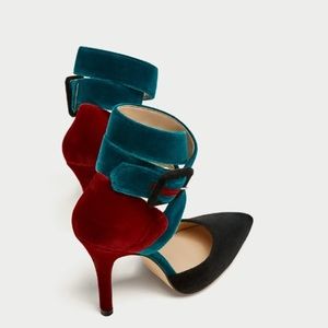 Zara | Shoes | Zara Sexy Velvet High Heels With Cross Over Strap | Poshmark